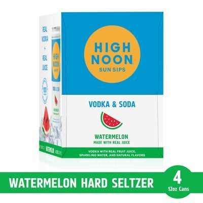 High Noon Watermelon Vodka Hard Seltzer 4 Single Serve 355ml Cans ...