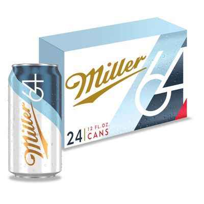 Miller 64 Beer, Extra Light Lager, 24 Pack Light Beer, 12 fl. oz. Cans ...